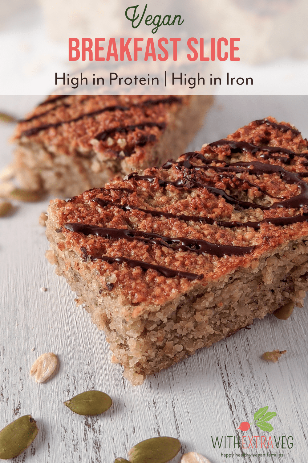 Kid Friendly Iron Rich Vegan Breakfast Slice - WithExtraVeg